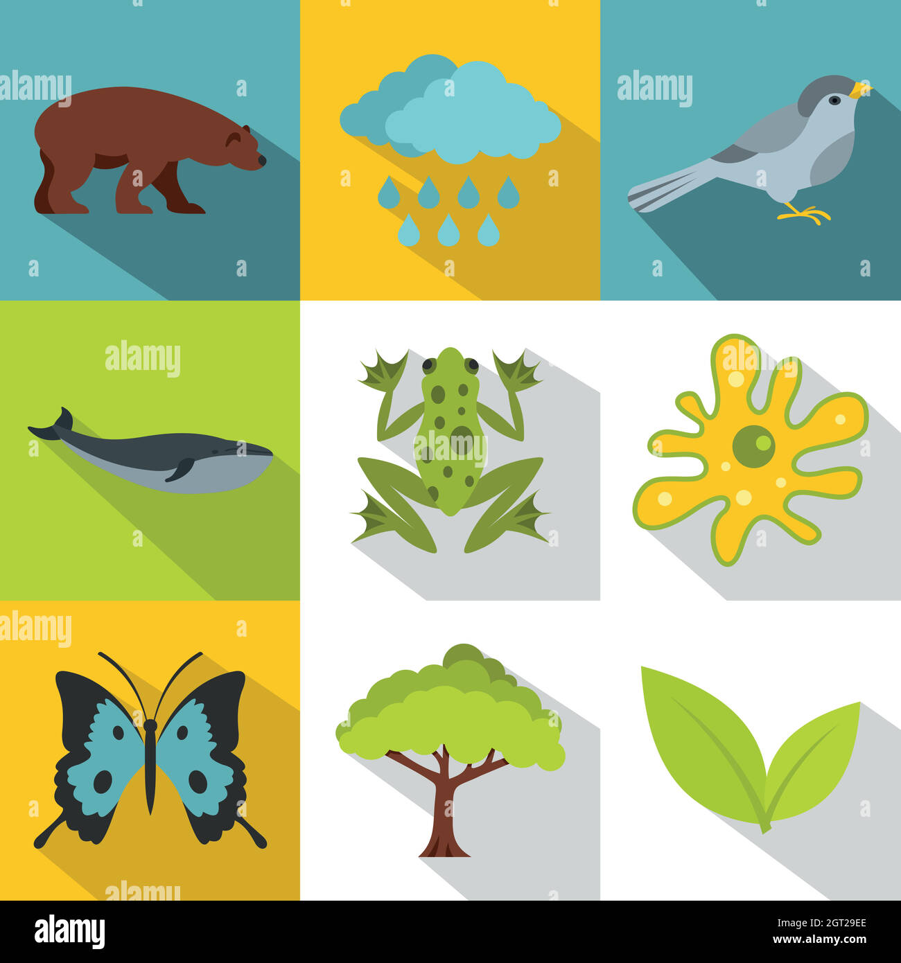 Nature icons set, flat style Stock Vector Image & Art - Alamy