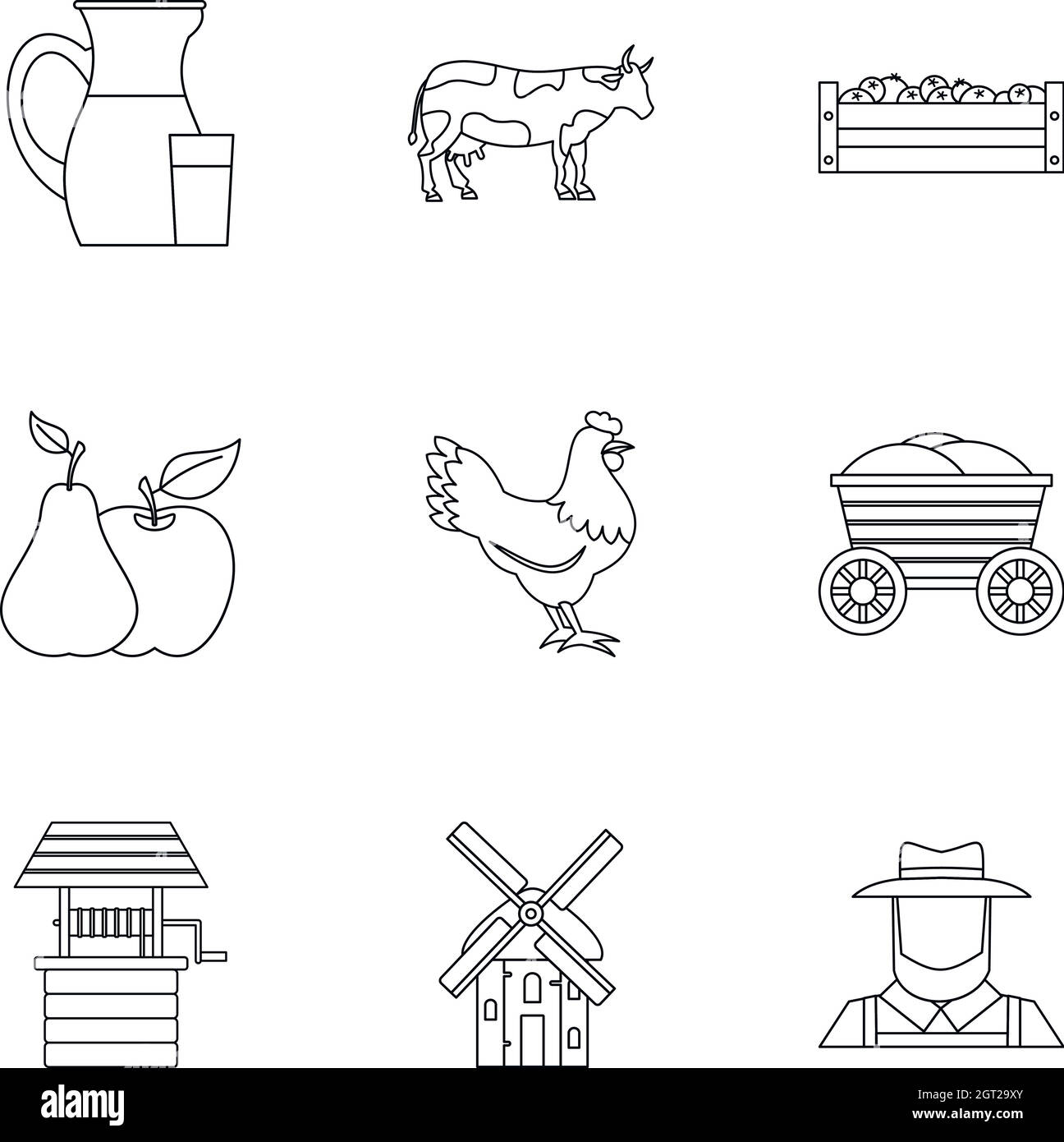 Ranch icons set, outline style Stock Vector Image & Art - Alamy