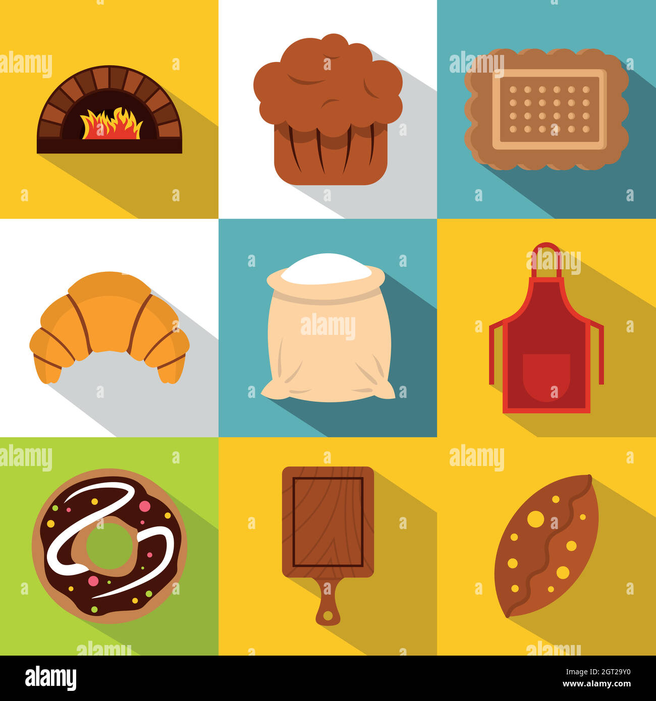 Cakes icons set, flat style Stock Vector Image & Art - Alamy
