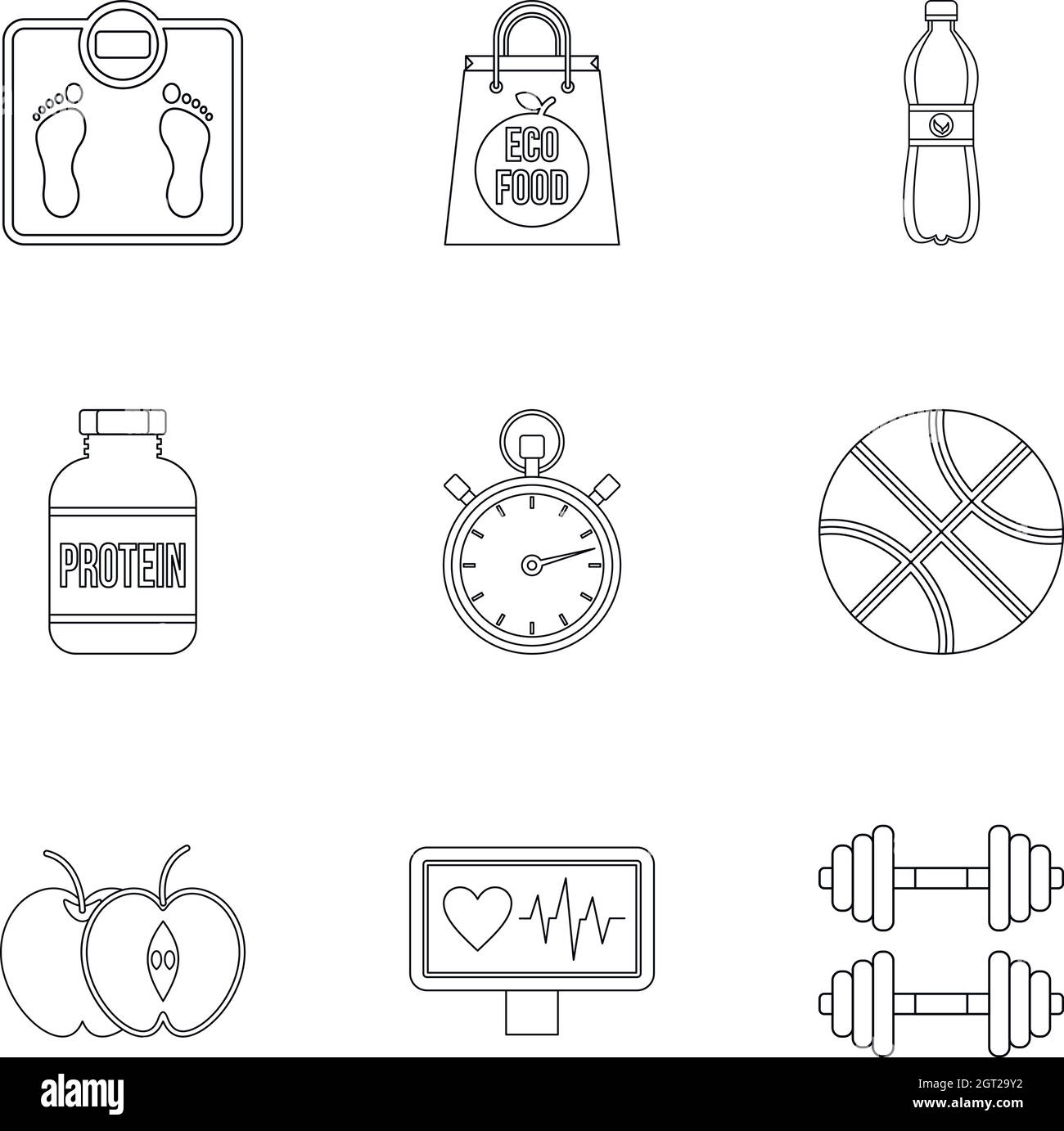 Workout icons set, outline style Stock Vector Image & Art - Alamy