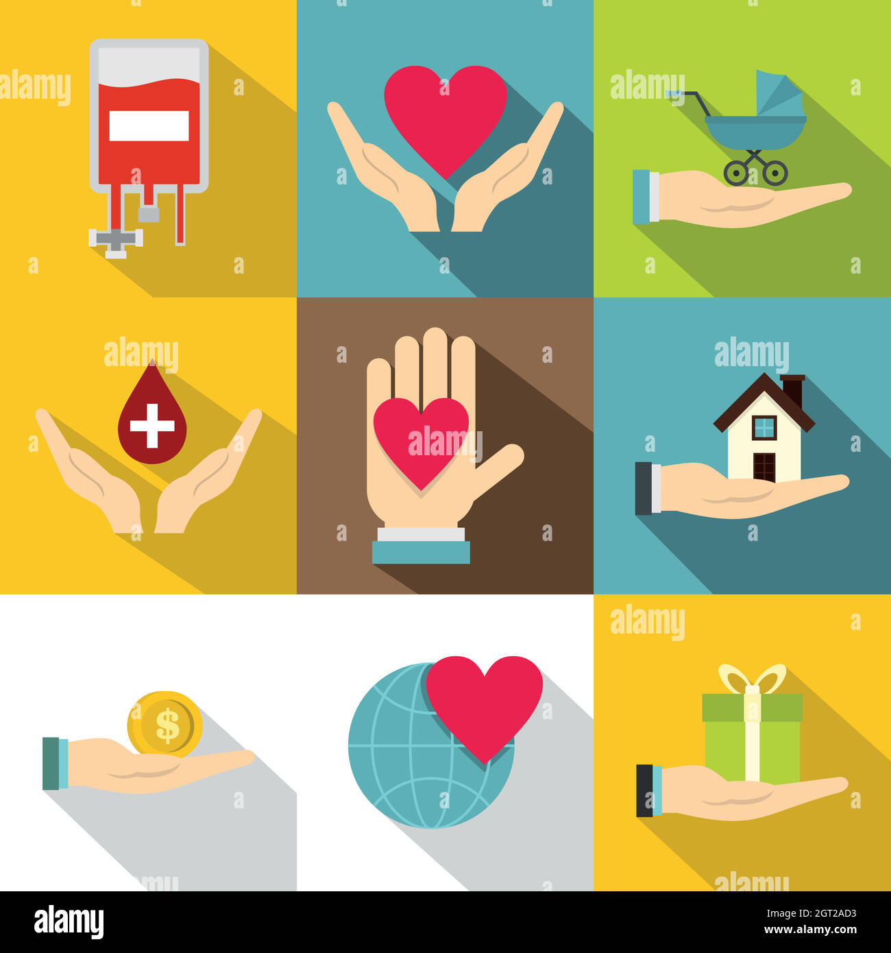 Donation icons set, flat style Stock Vector Image & Art - Alamy