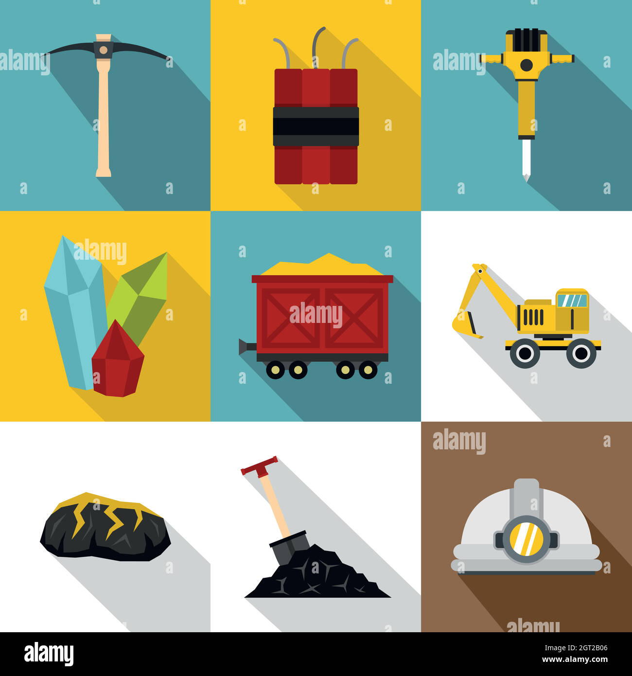Mine icons set, flat style Stock Vector Image & Art - Alamy