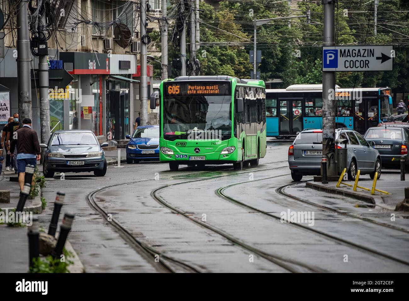 Bucharest, Romania - June 18, 2021: A public transport bus Mercedes ...