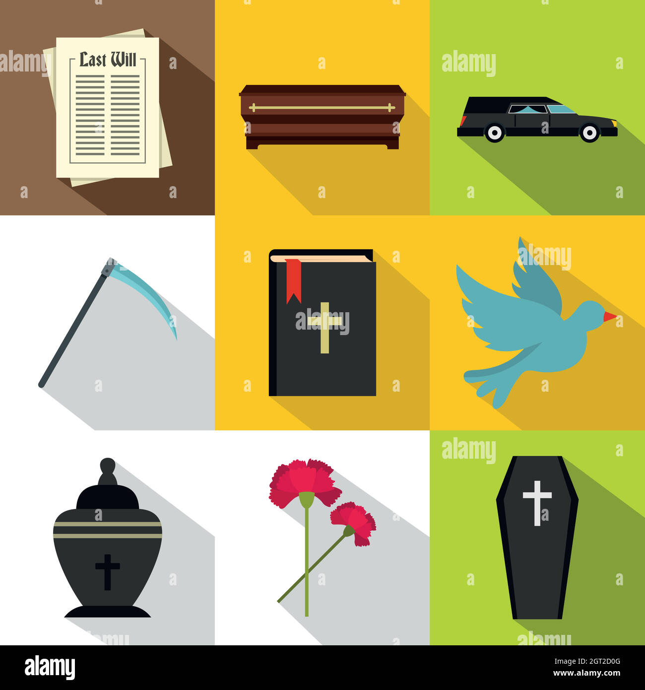 Funeral icons set, flat style Stock Vector Image & Art - Alamy