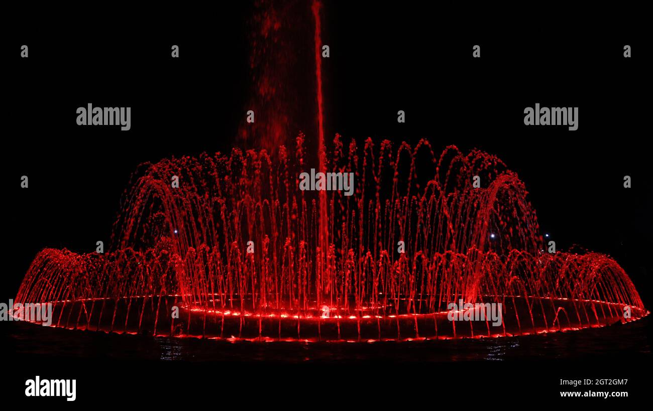 Close view of a center fountain when it's red. located at Jamburi Park ...