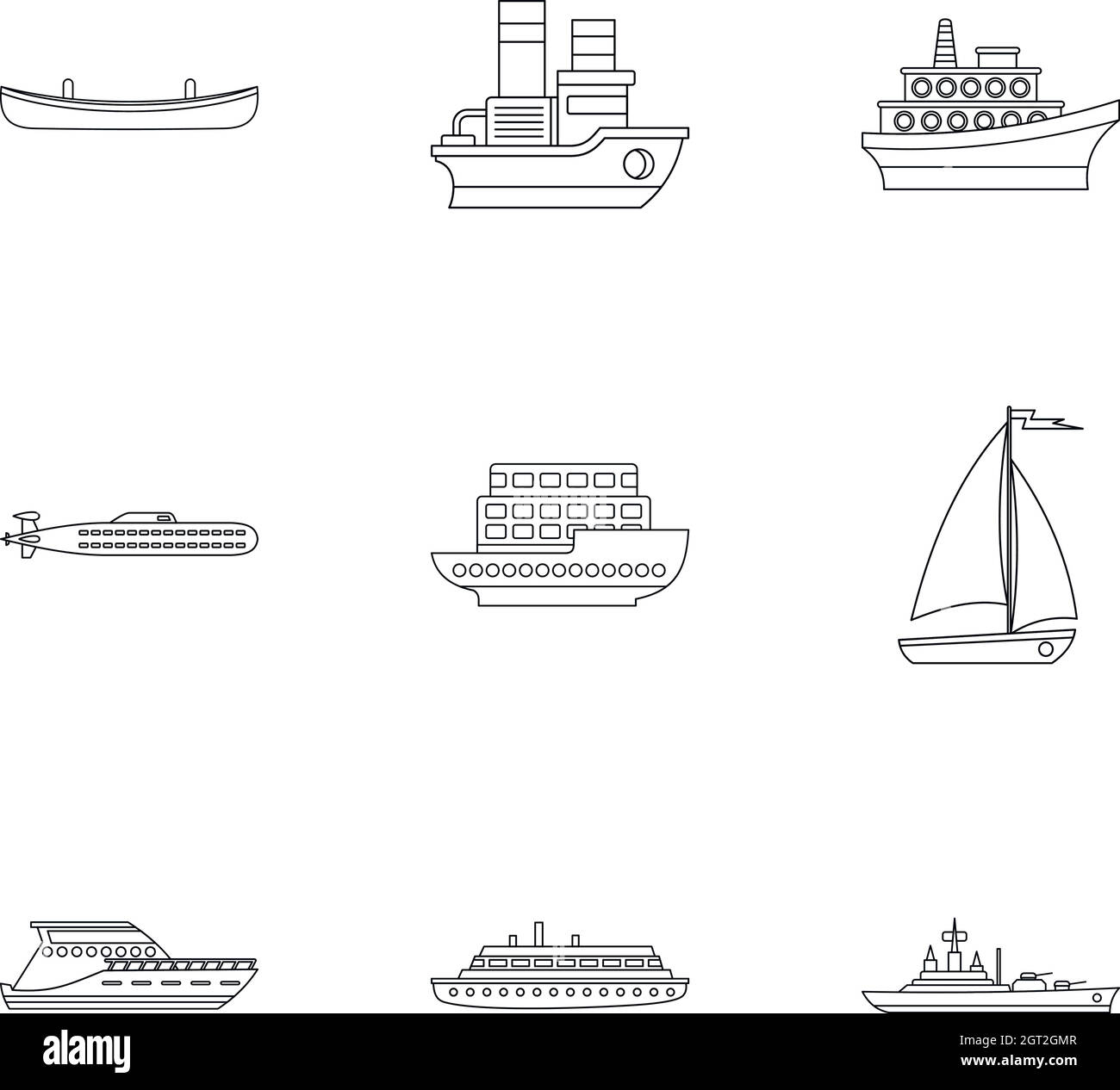 Ocean transport icons set, outline style Stock Vector Image & Art - Alamy