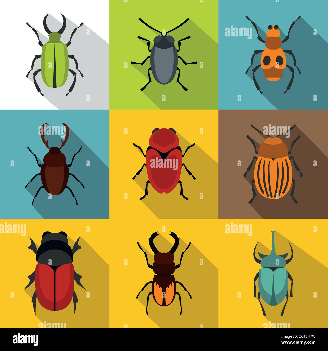 Bugs icons set, flat style Stock Vector Image & Art - Alamy