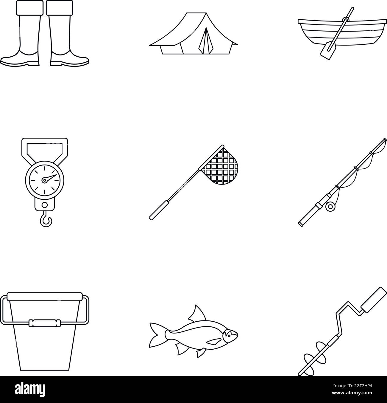 Catch fish icons set, outline style Stock Vector Image & Art - Alamy