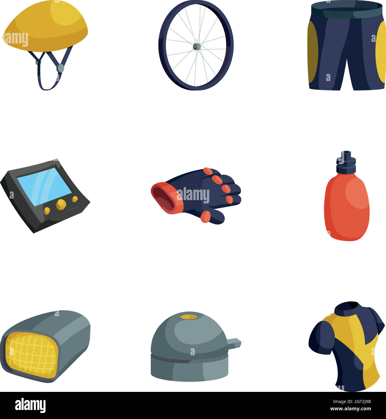 Bike equipment icons set, cartoon style Stock Vector Image & Art - Alamy