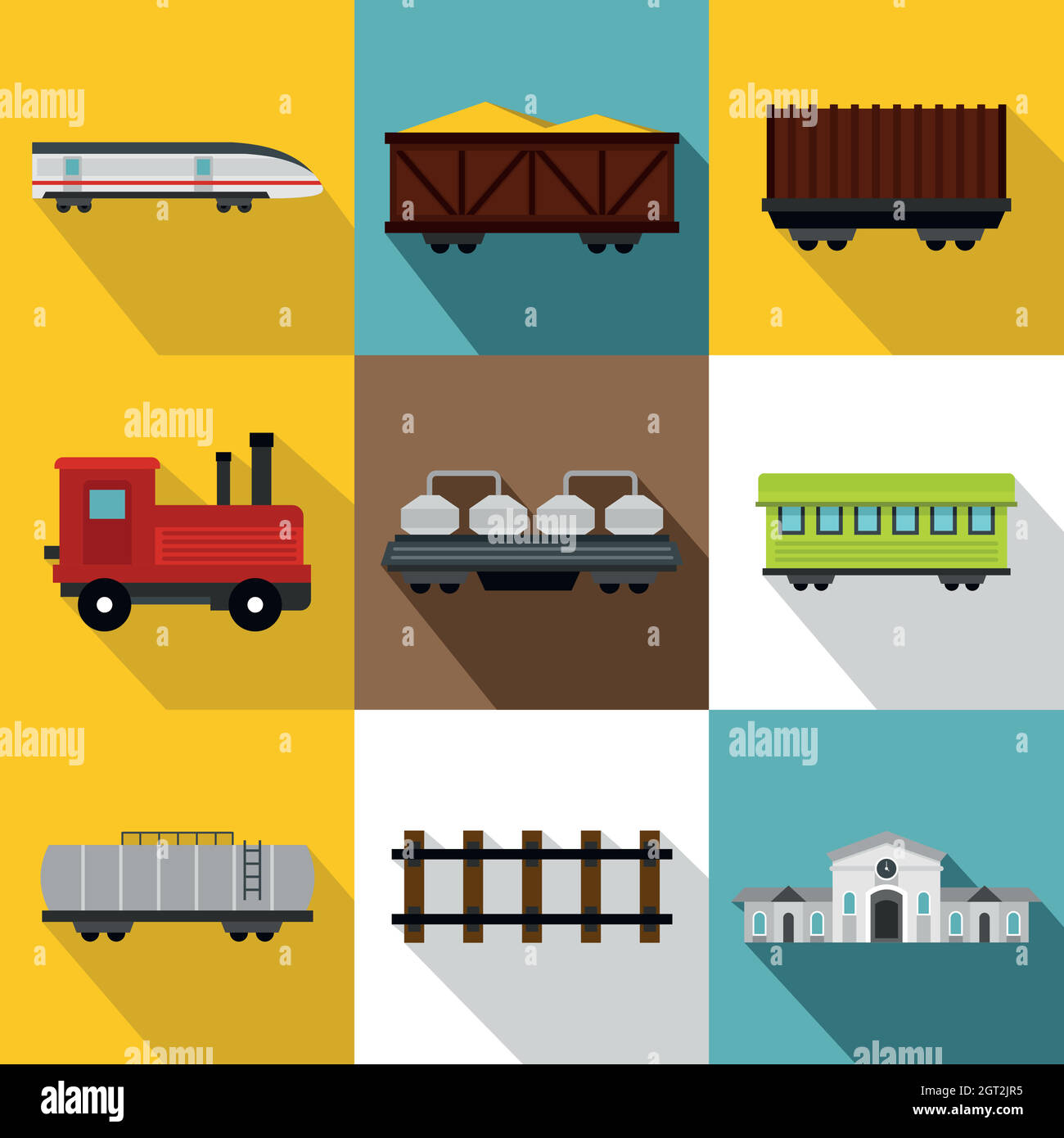 Train icons set, flat style Stock Vector Image & Art - Alamy