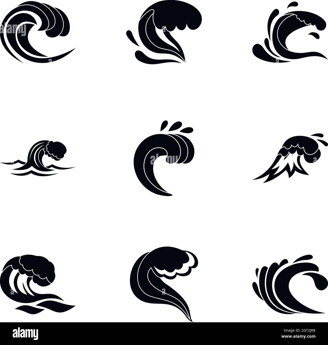 Sea waves icons set, simple style Stock Vector Image & Art - Alamy