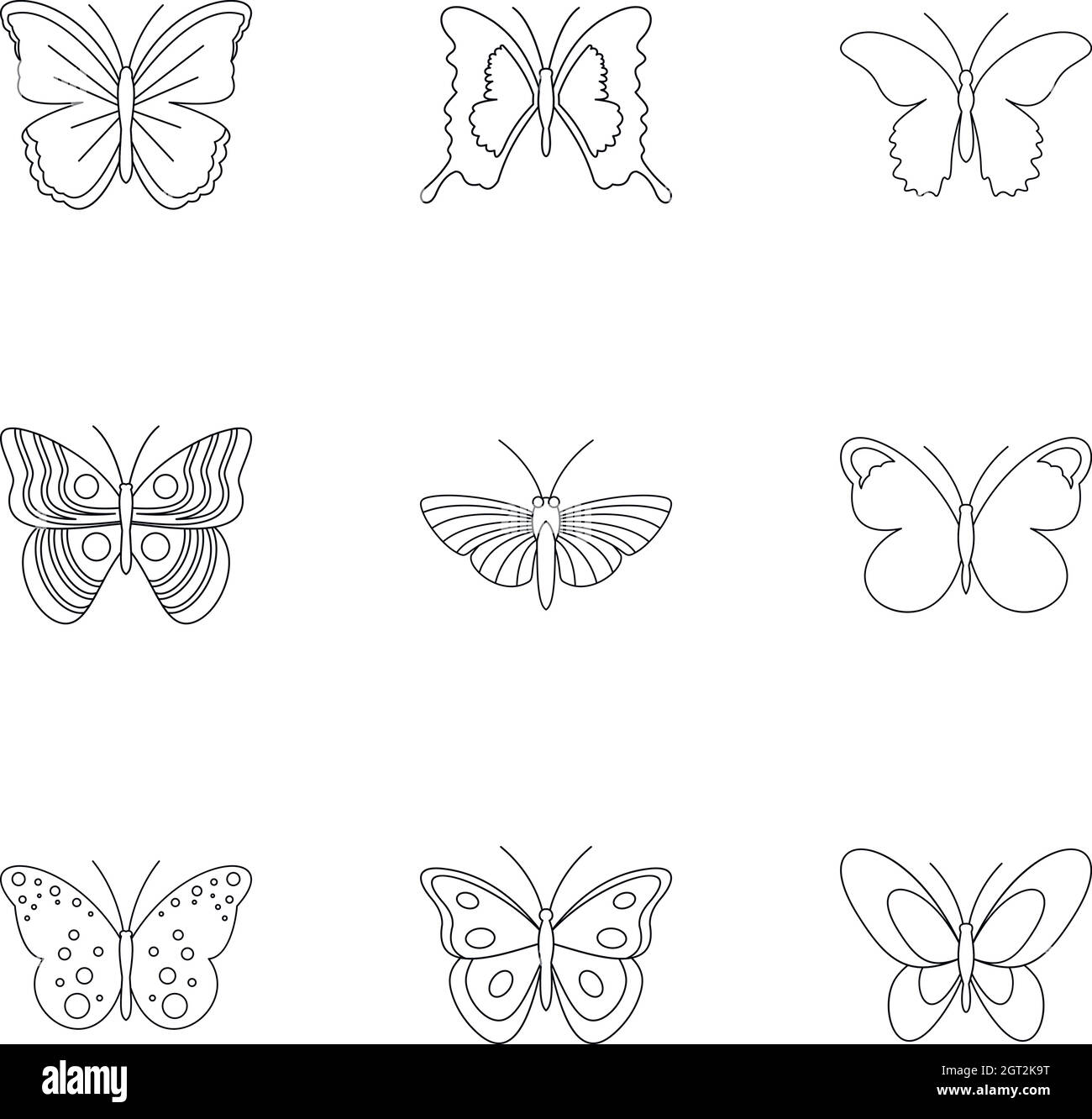 Insects butterflies icons set, outline style Stock Vector Image & Art ...