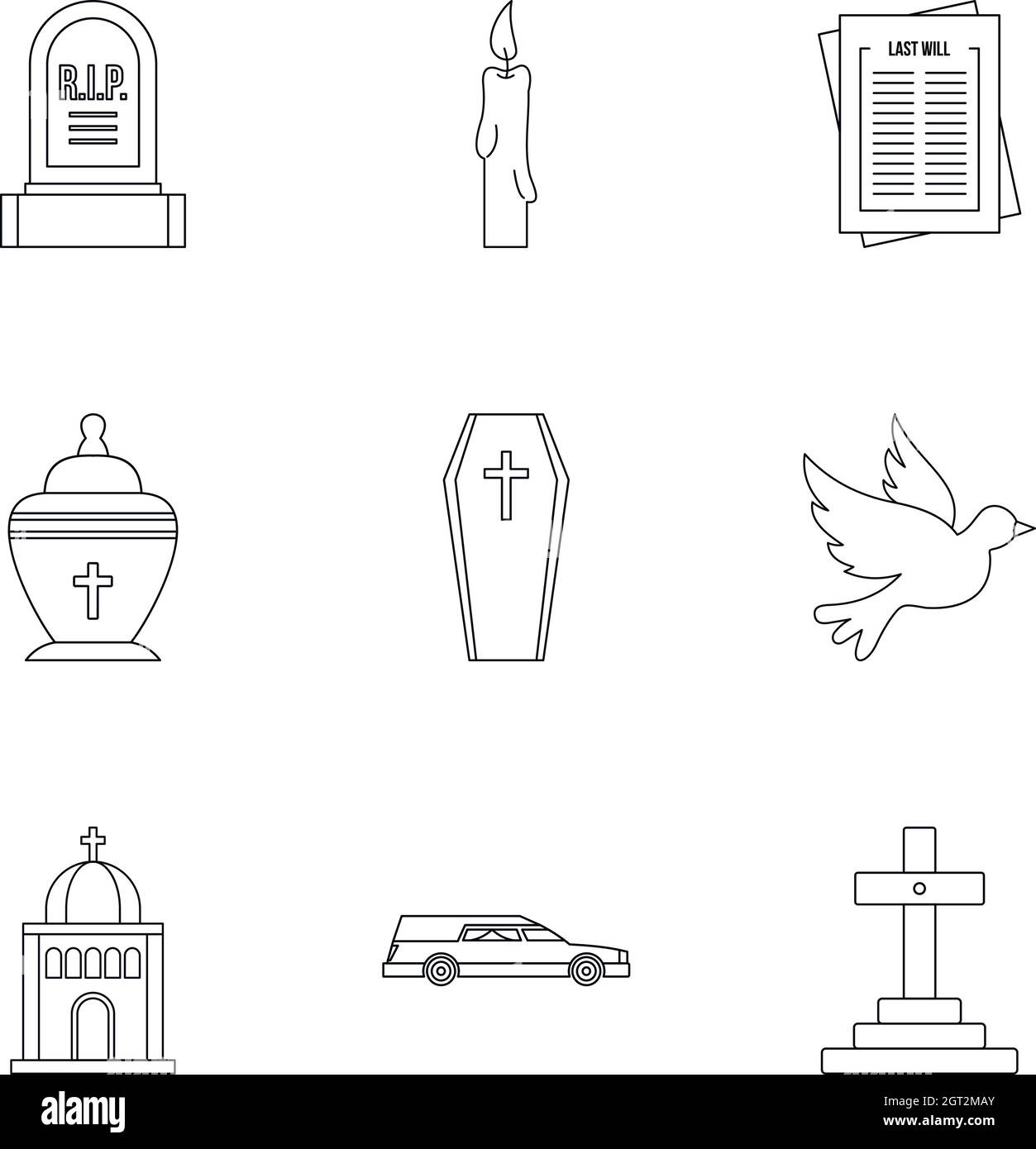 Funeral services icons set, outline style Stock Vector Image & Art - Alamy