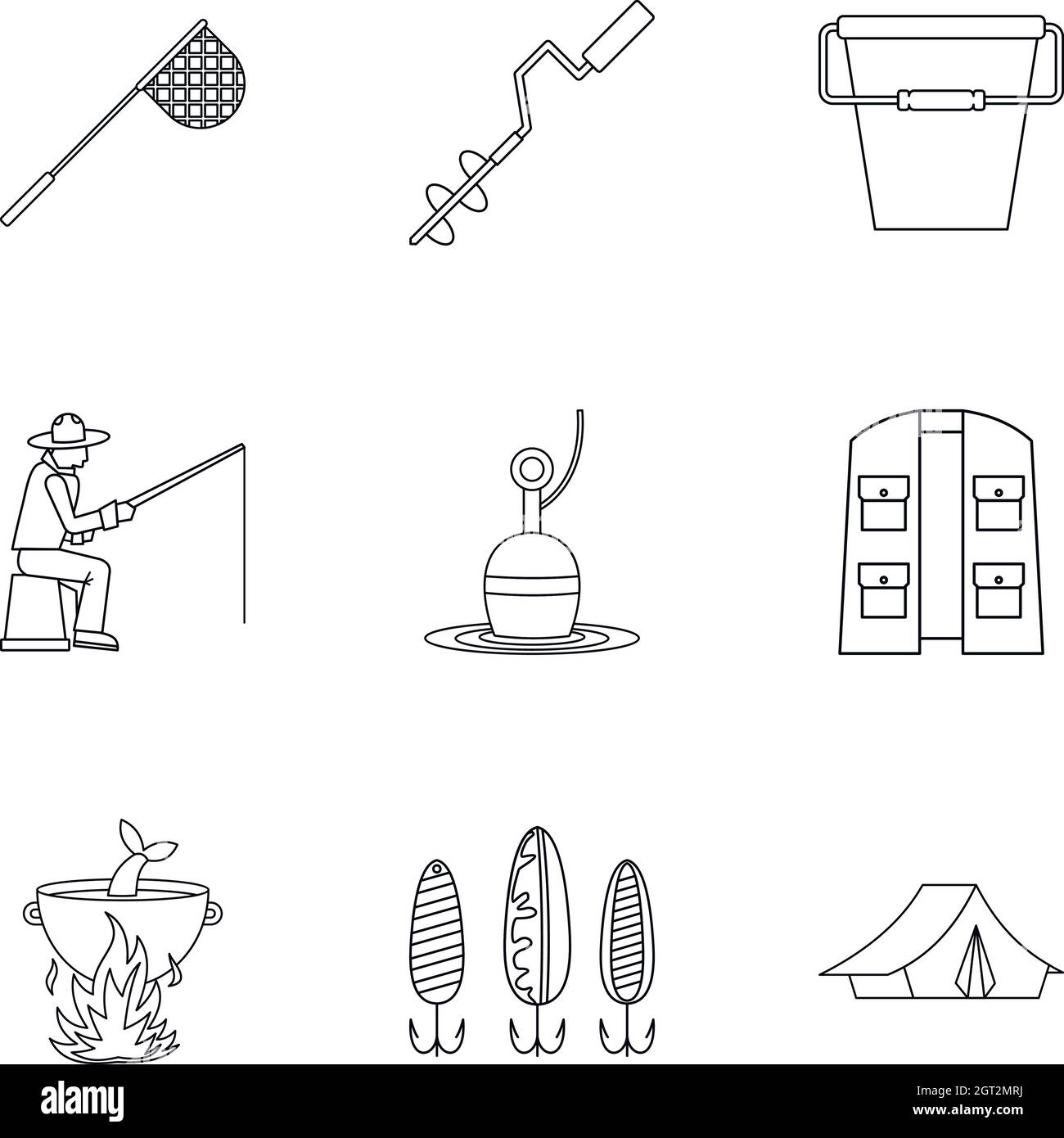 Fish bucket icon outline Cut Out Stock Images & Pictures - Alamy