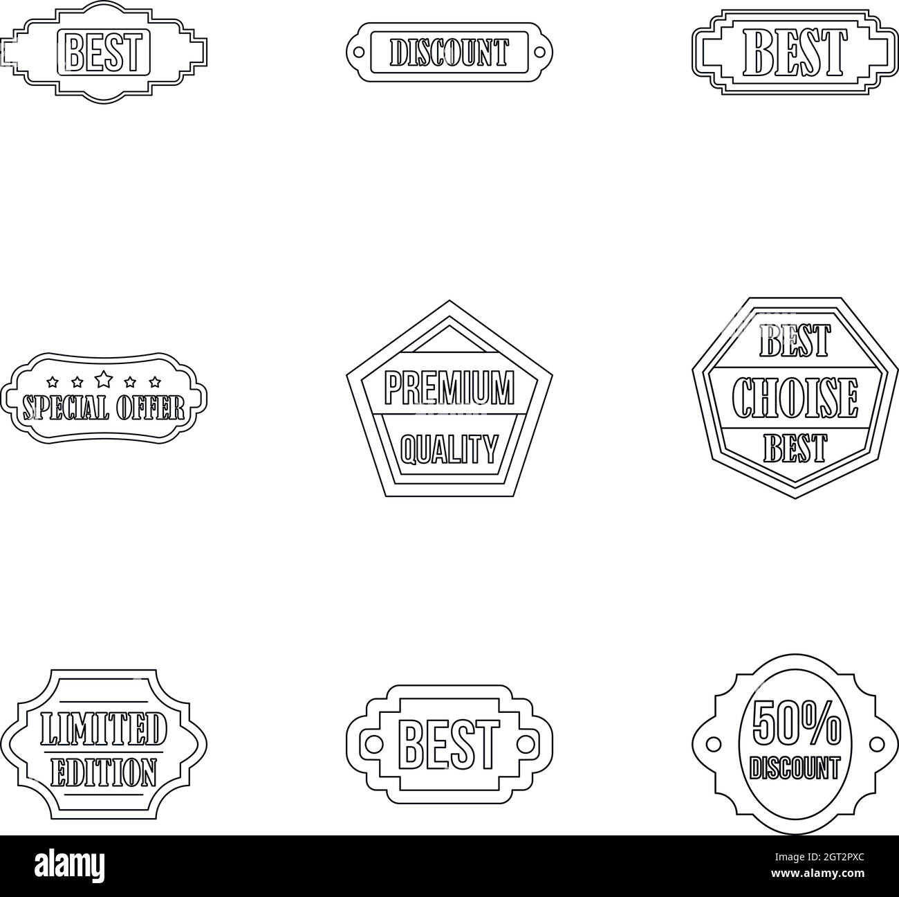 Badge icons set, outline style Stock Vector Image & Art - Alamy