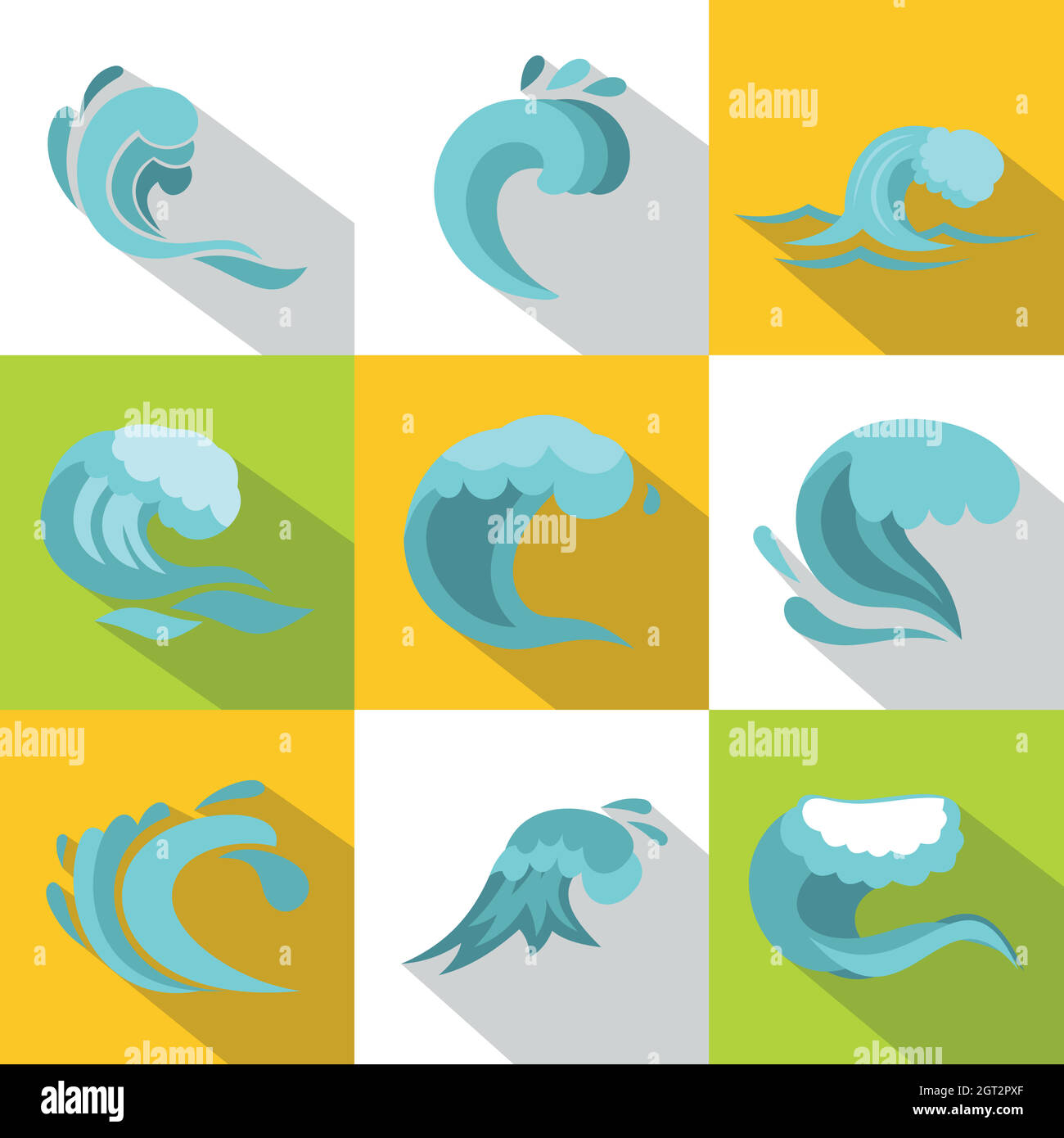 Ocean waves icons set, flat style Stock Vector Image & Art - Alamy