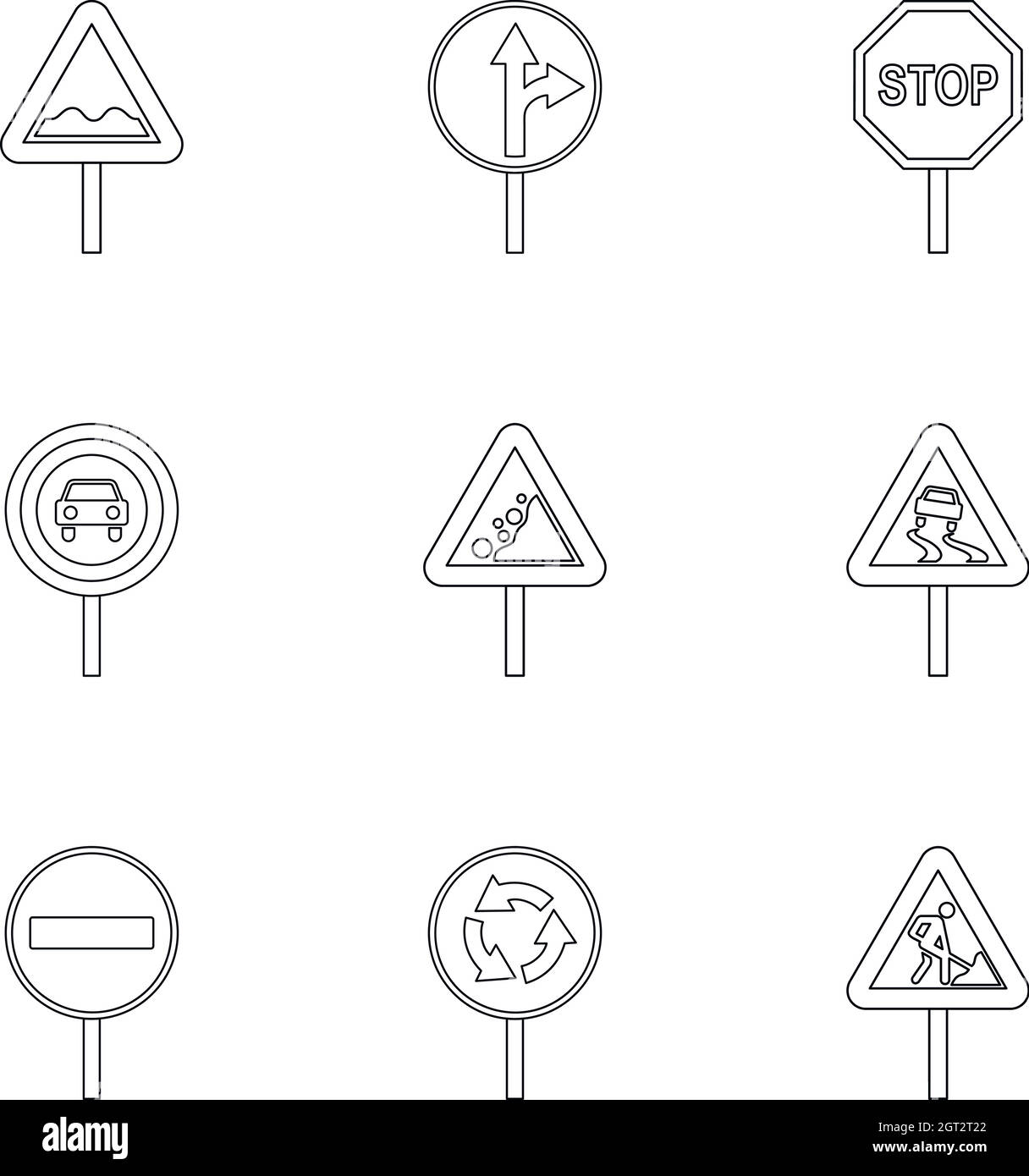 Sign warning icons set, outline style Stock Vector Image & Art - Alamy