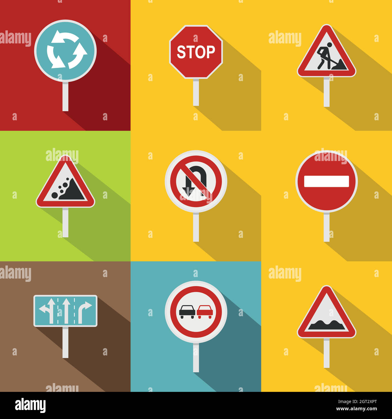 Traffic sign icons set, flat style Stock Vector Image & Art - Alamy