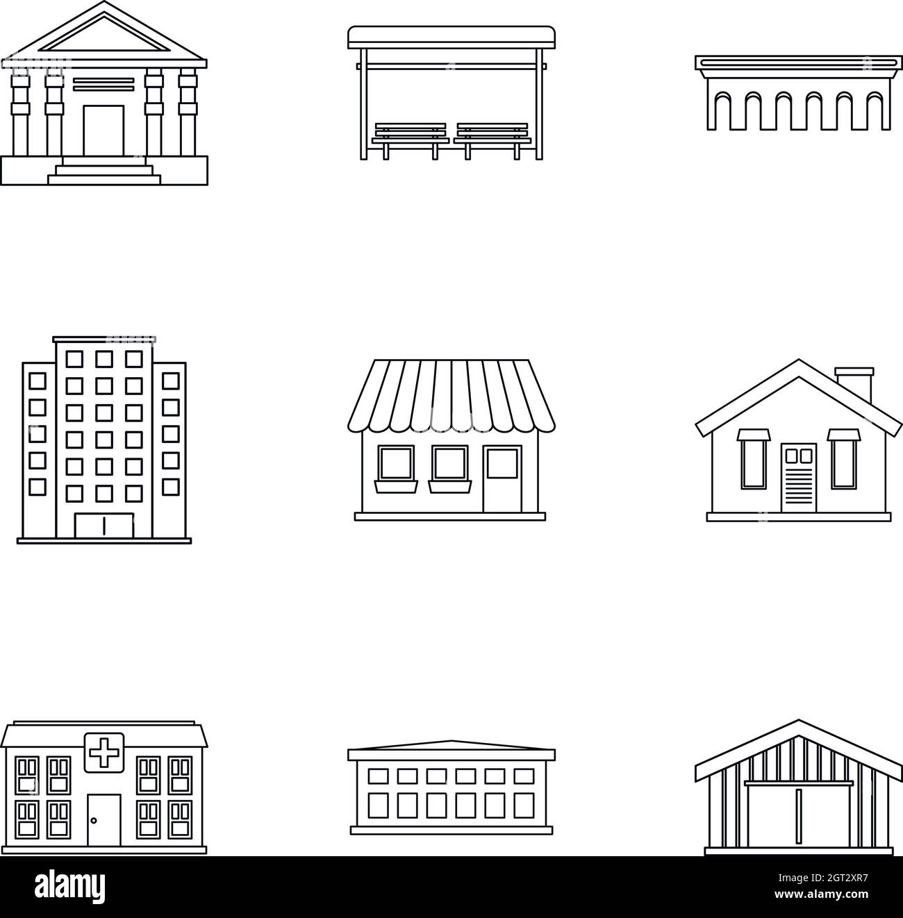 Construction of city icons set, outline style Stock Vector Image & Art ...