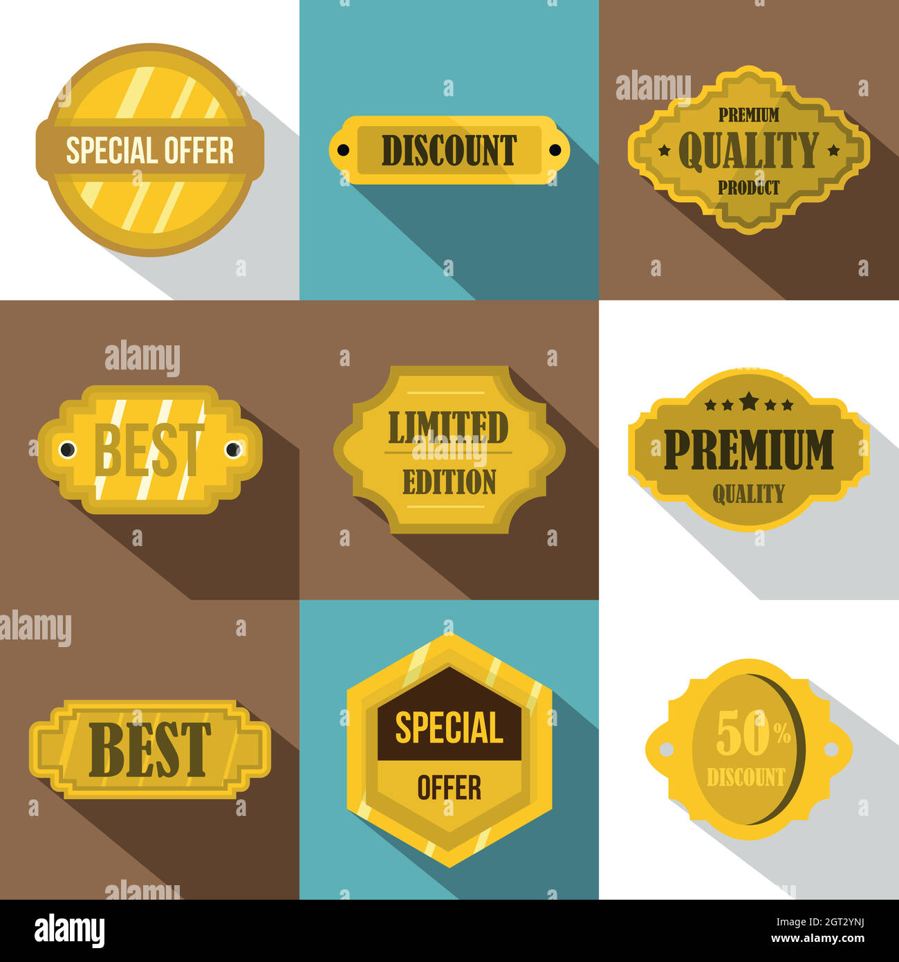 Flat badge icon set hi-res stock photography and images - Alamy