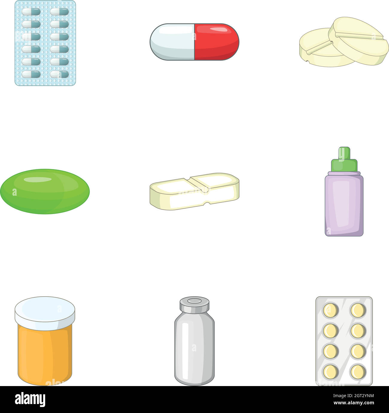 Pharmacy and drug symbols icons set, cartoon style Stock Vector Image ...