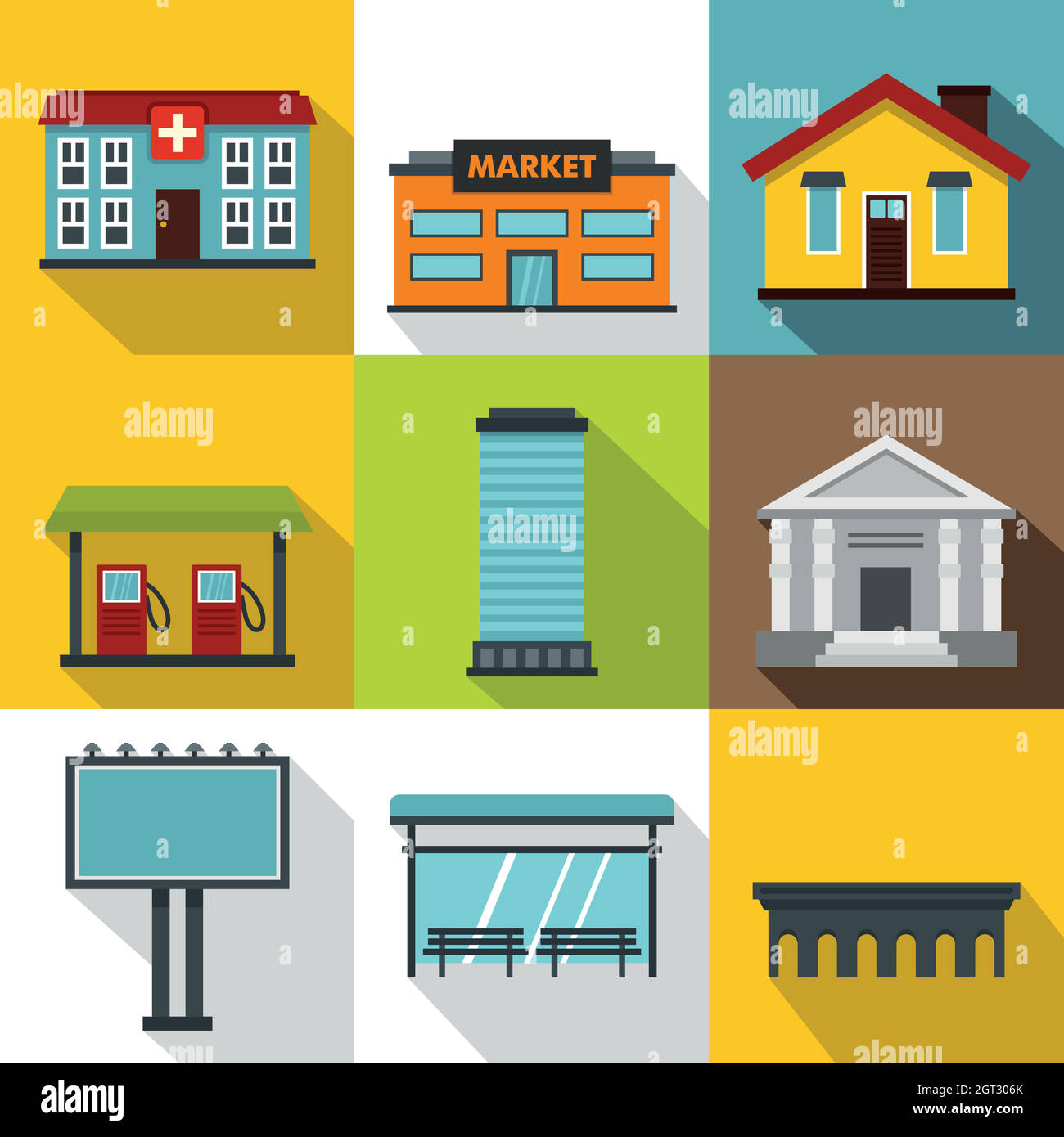 Construction of city icons set, flat style Stock Vector Image & Art - Alamy