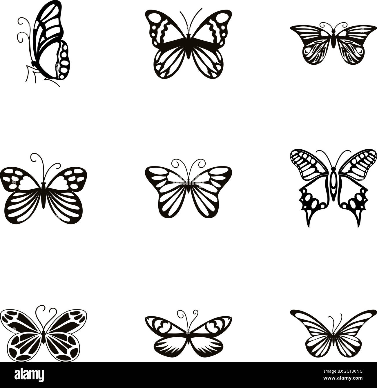 Beautiful Butterflies Icons Set Cartoon Style Stock Vector Image And Art