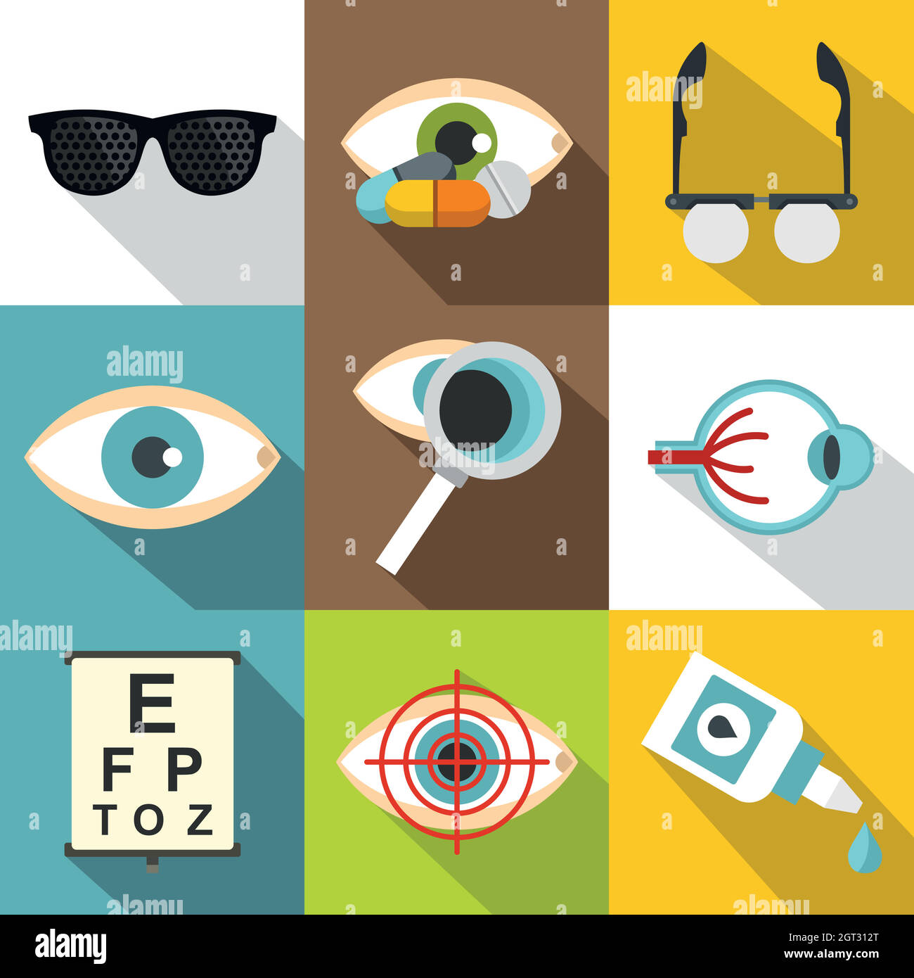 Ophthalmology icons set, flat style Stock Vector Image & Art - Alamy