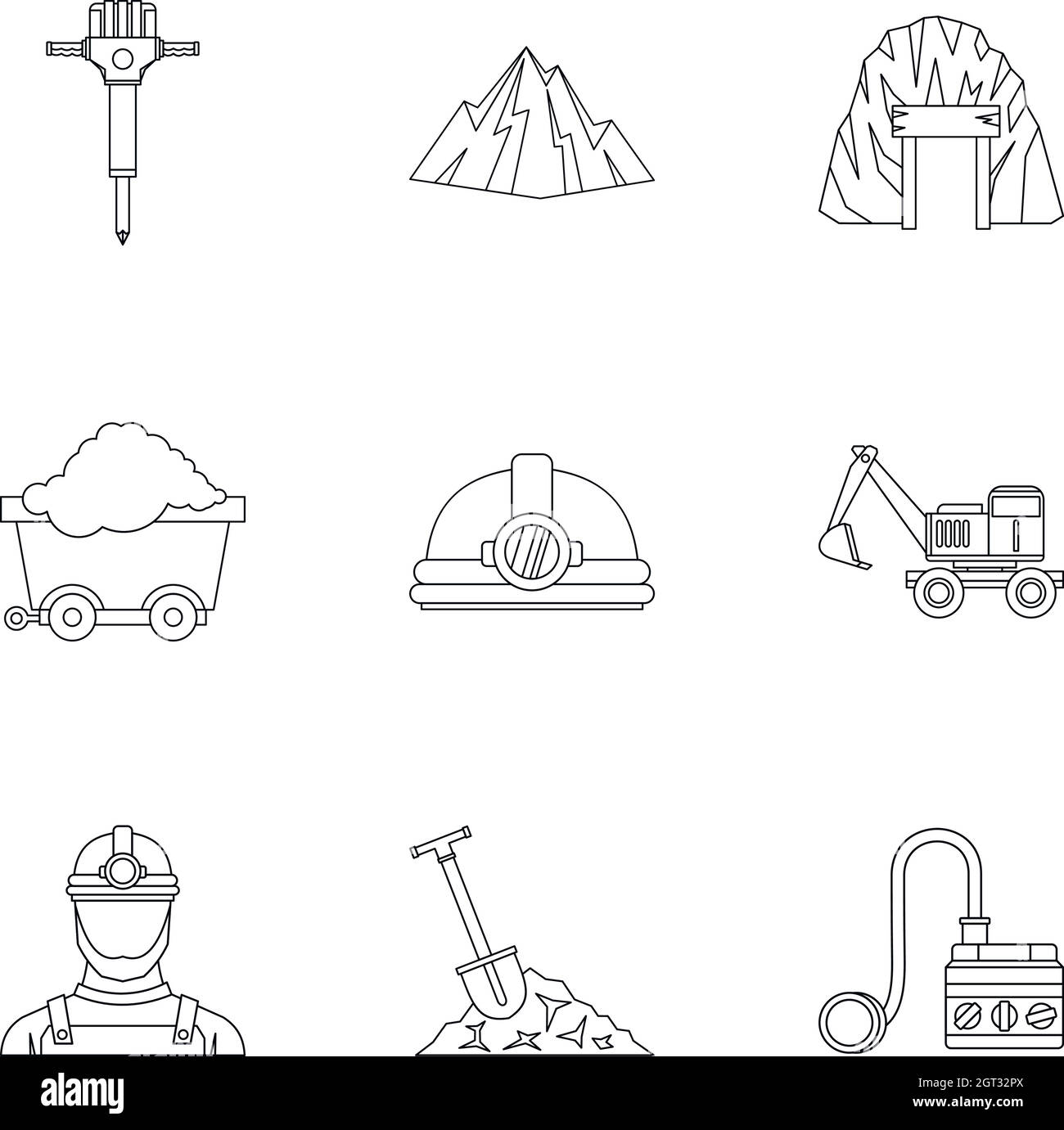 Mining activities icons set, outline style Stock Vector Image & Art - Alamy
