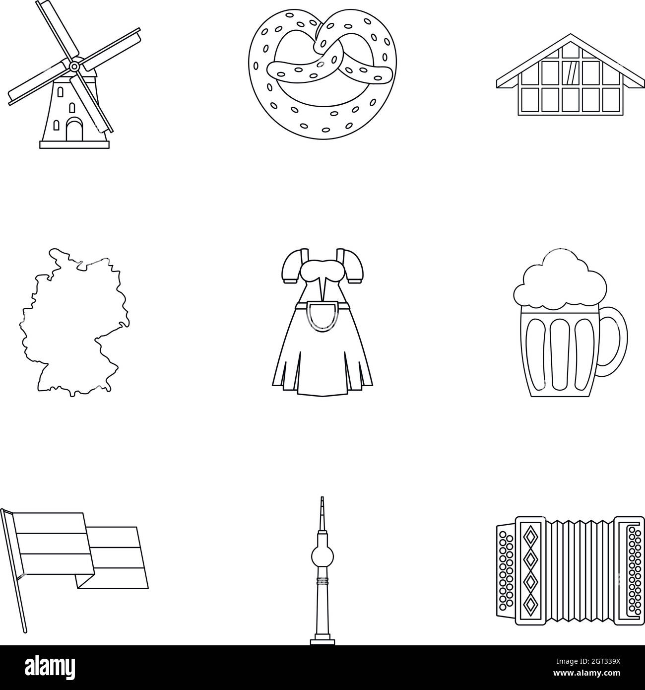 Tourism in Germany icons set, outline style Stock Vector Image & Art ...
