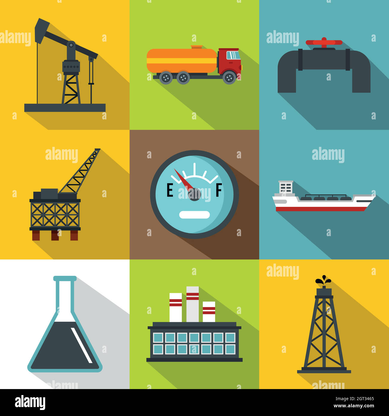Petroleum icons set, flat style Stock Vector Image & Art - Alamy