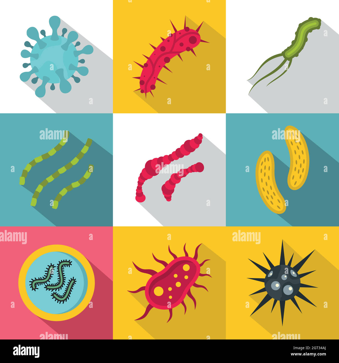 Viruses icons set, flat style Stock Vector Image & Art - Alamy