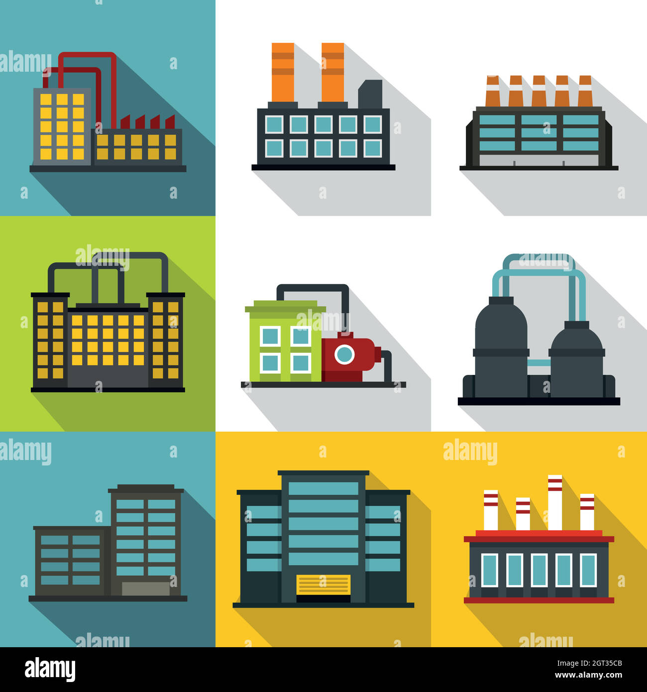 Industrial complex icons set, flat style Stock Vector Image & Art - Alamy
