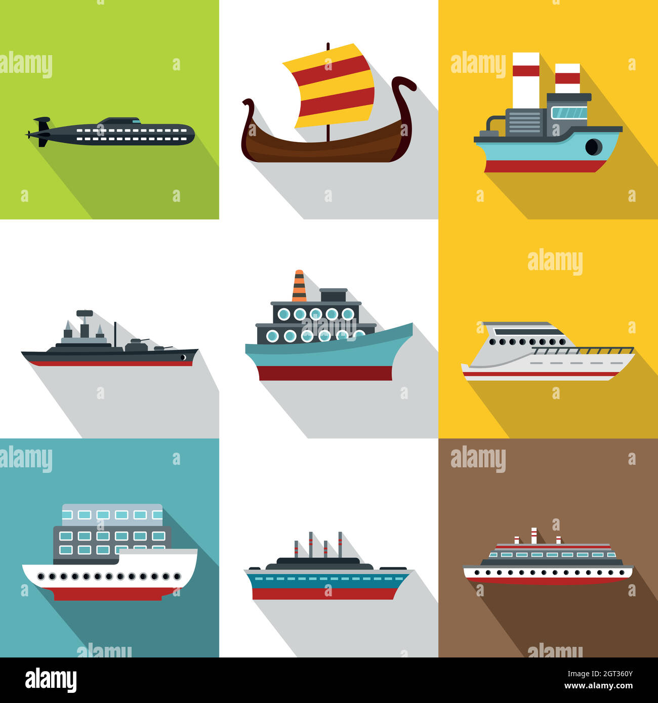 Boat icons set, flat style Stock Vector Image & Art - Alamy