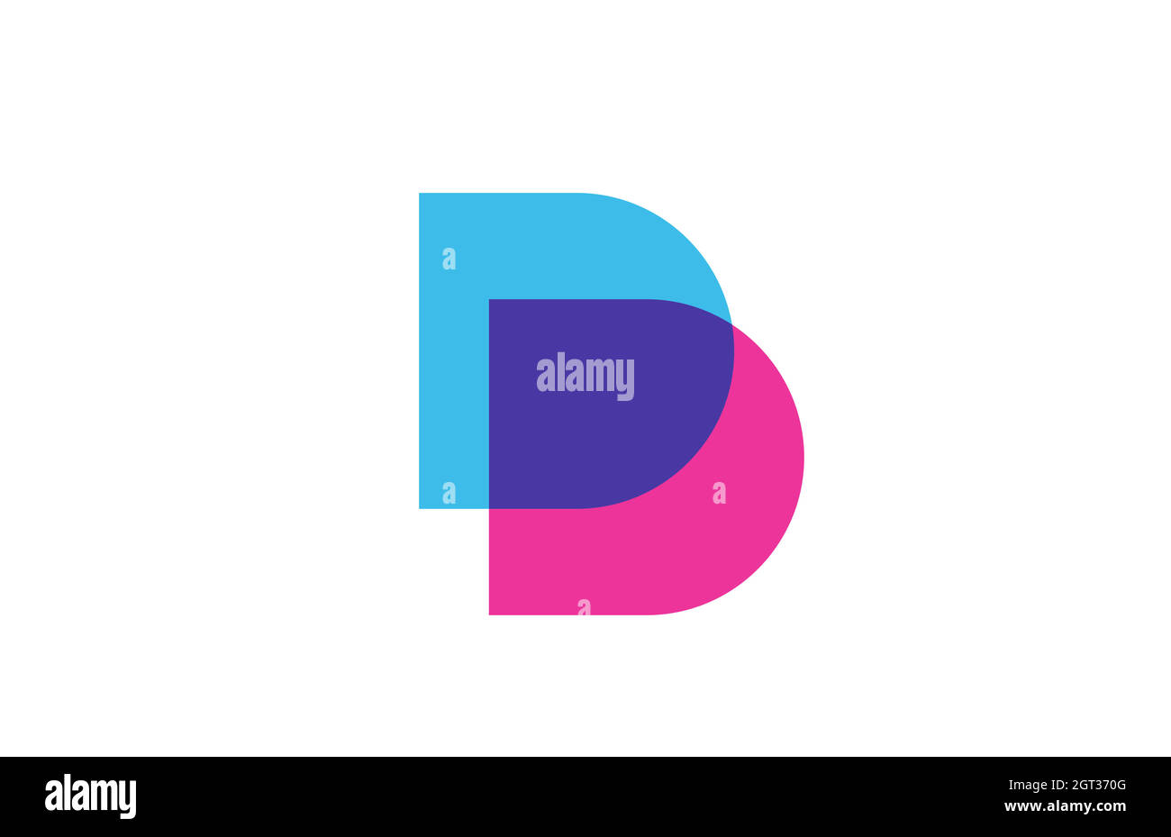 intersected D letter logo icon for company. Blue and pink alphabet ...