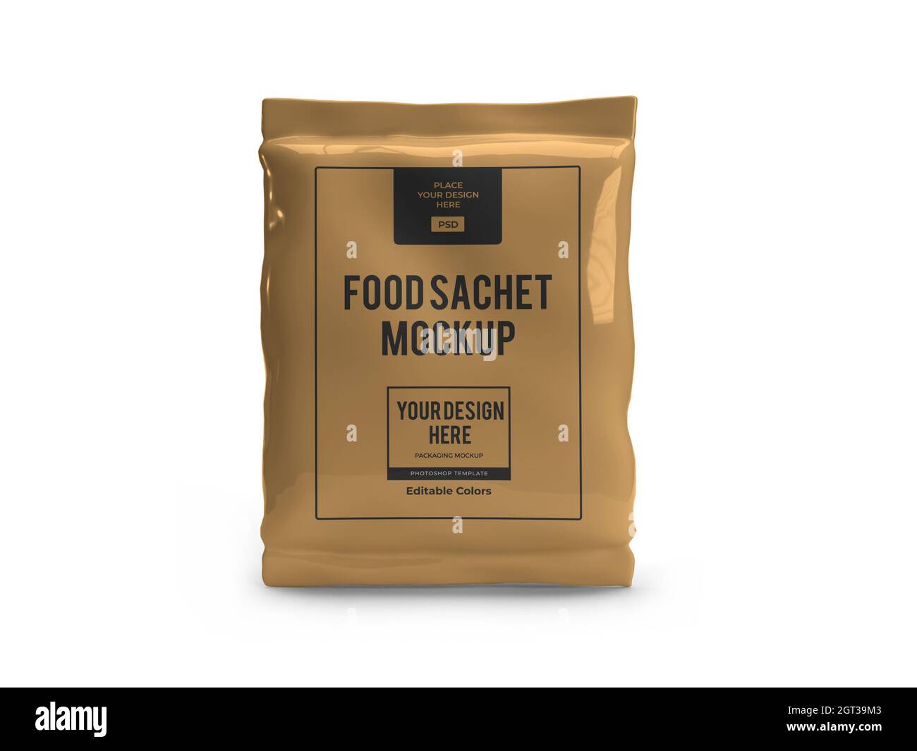 Food Sachet Packaging 3D Illustration Mockup Scene on Isolated ...