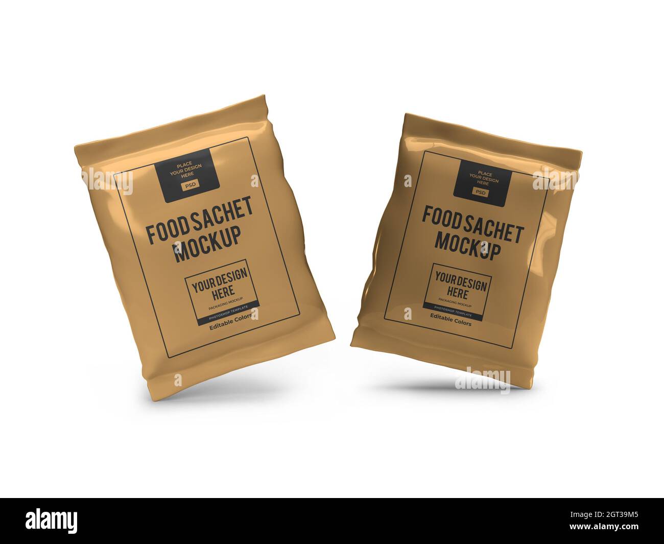 Food Sachet Packaging 3D Illustration Mockup Scene on Isolated ...
