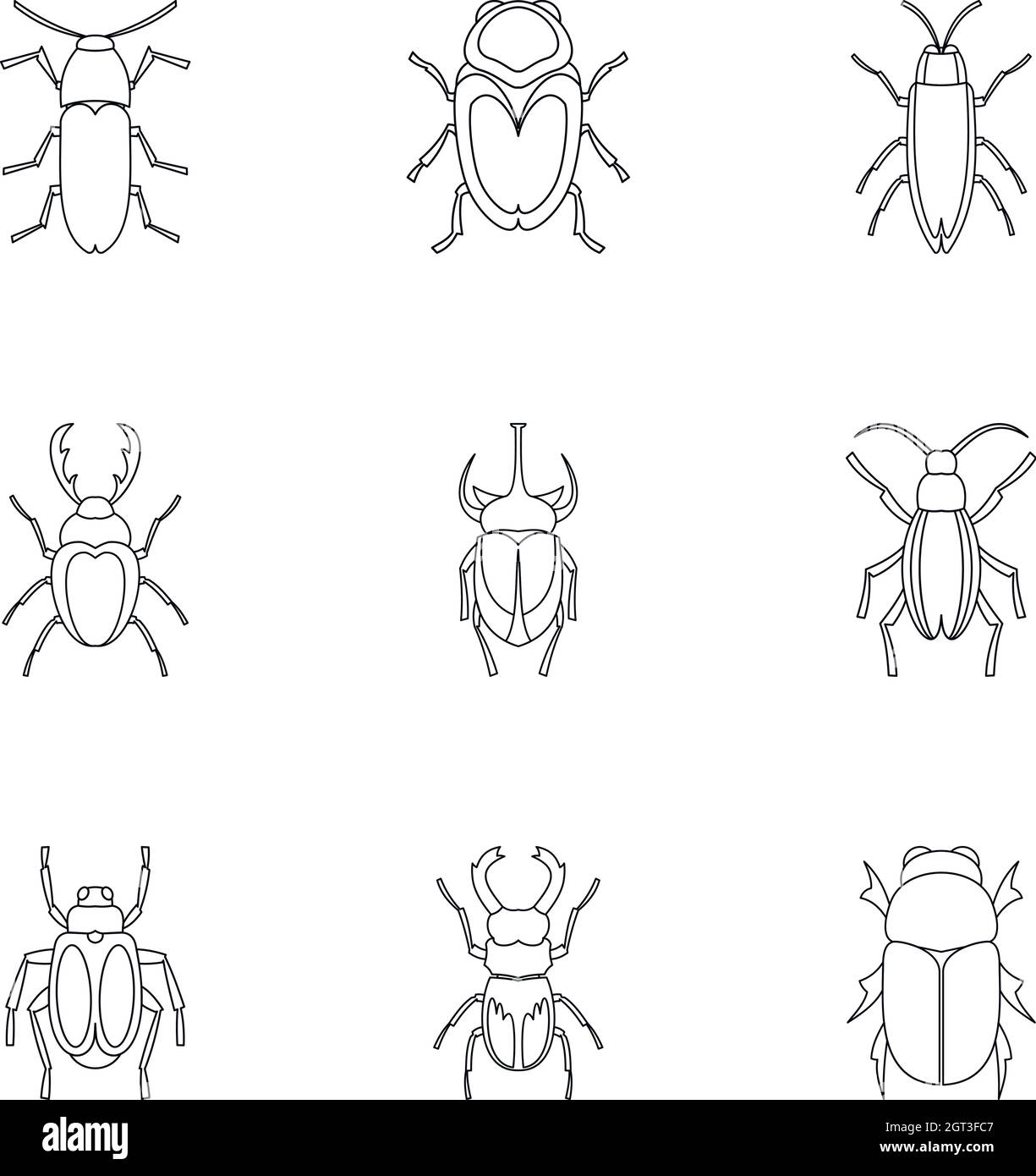 Crawling beetles icons set, outline style Stock Vector Image & Art - Alamy
