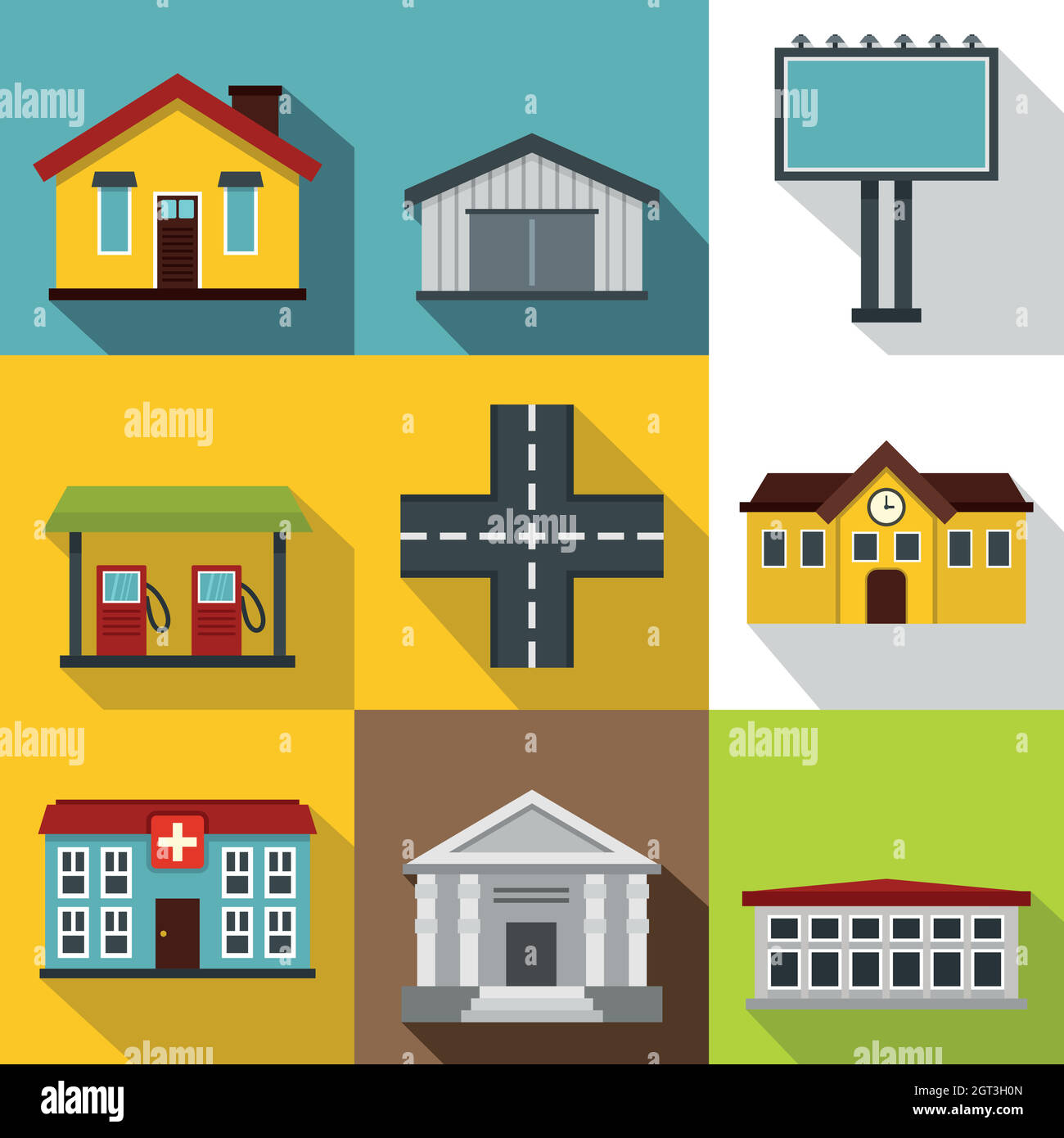 City buildings icons set, flat style Stock Vector Image & Art - Alamy