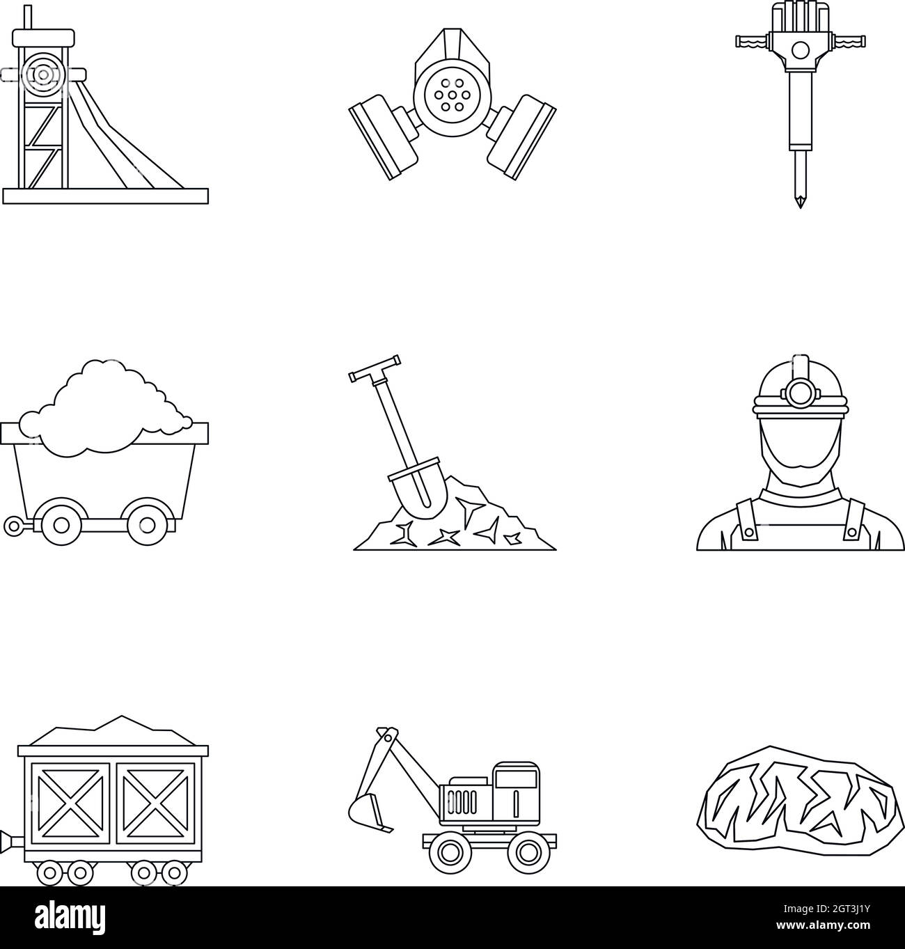 Mine icons set, outline style Stock Vector Image & Art - Alamy