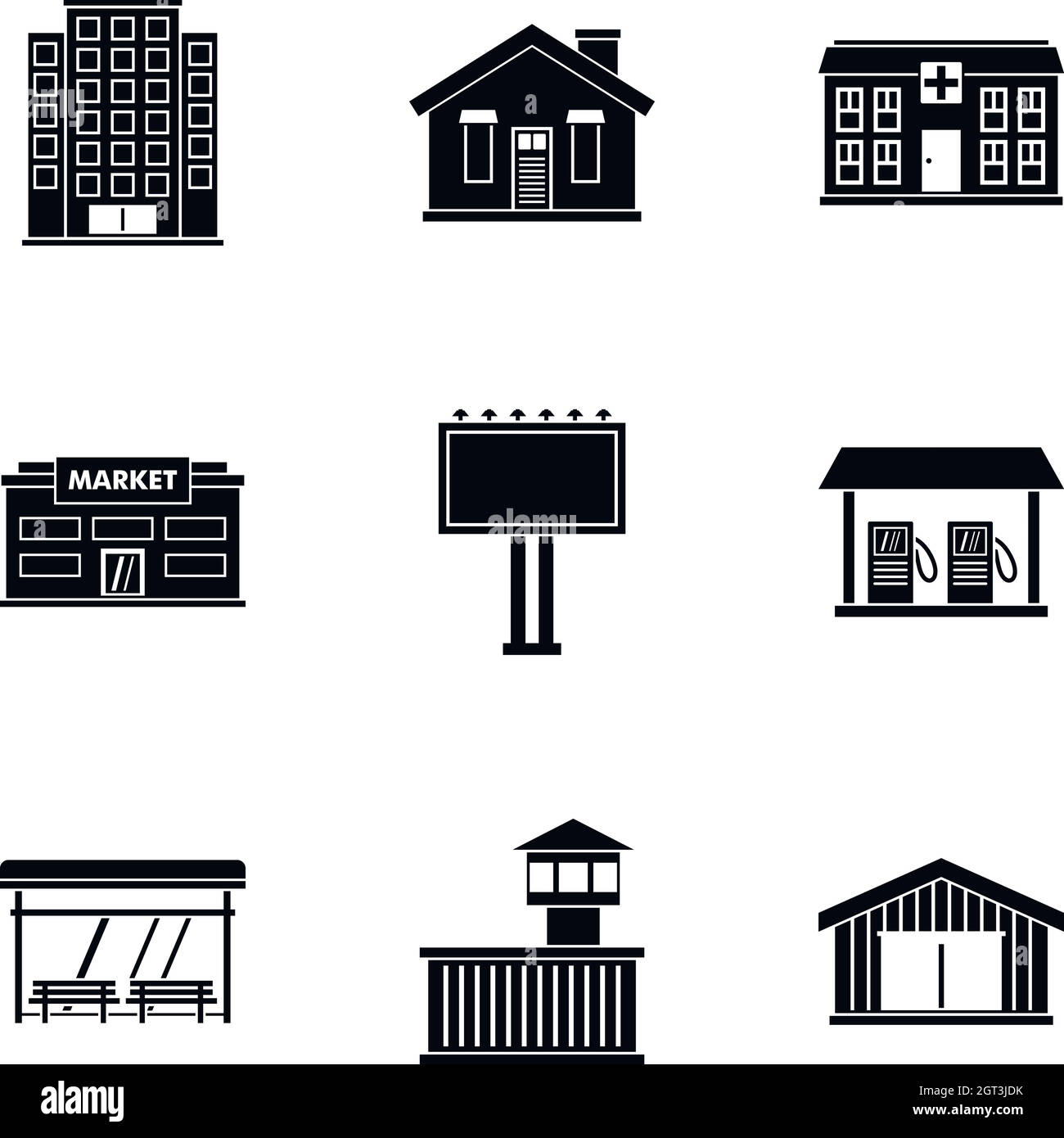 Building icons set, simple style Stock Vector Image & Art - Alamy