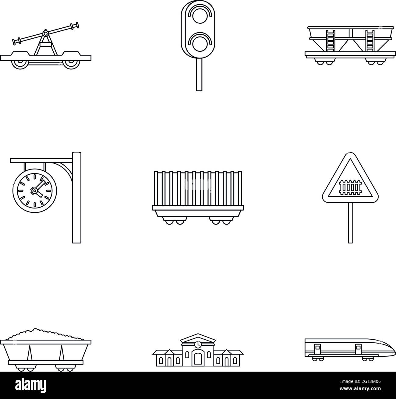 Iron way road icons set, outline style Stock Vector Image & Art - Alamy