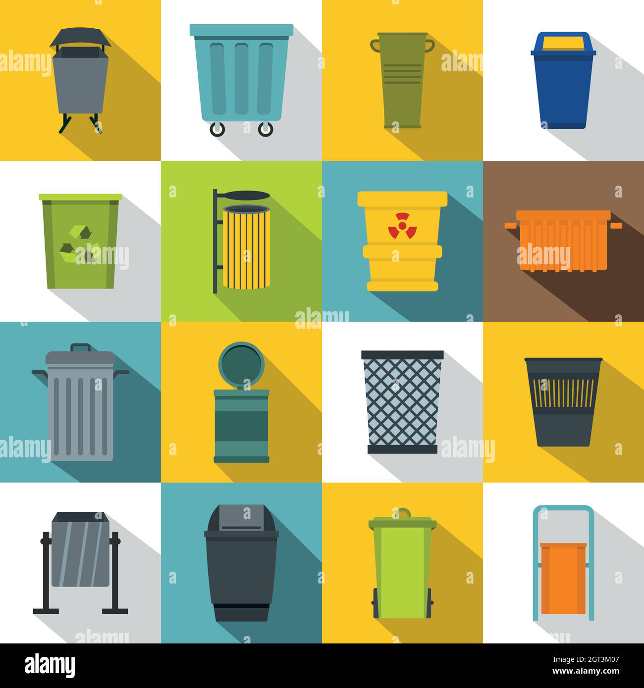 Vector flat garbage icons Stock Vector Images - Alamy