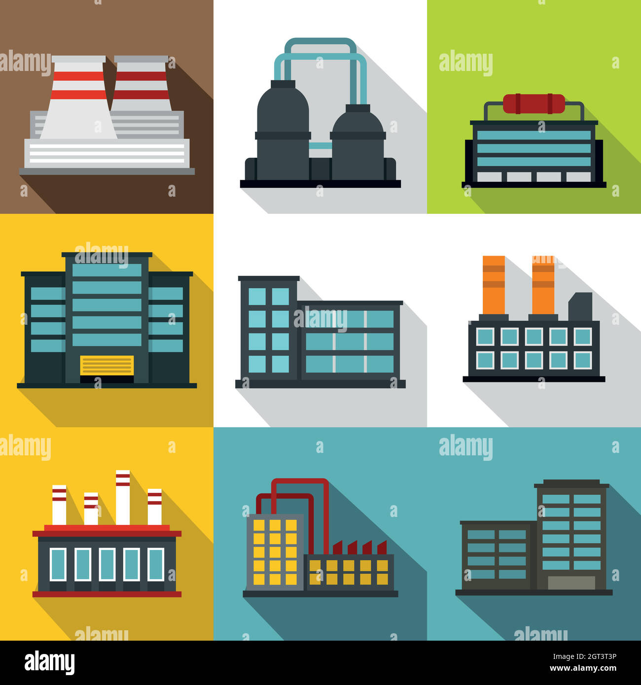 Factory icons set, flat style Stock Vector Image & Art - Alamy