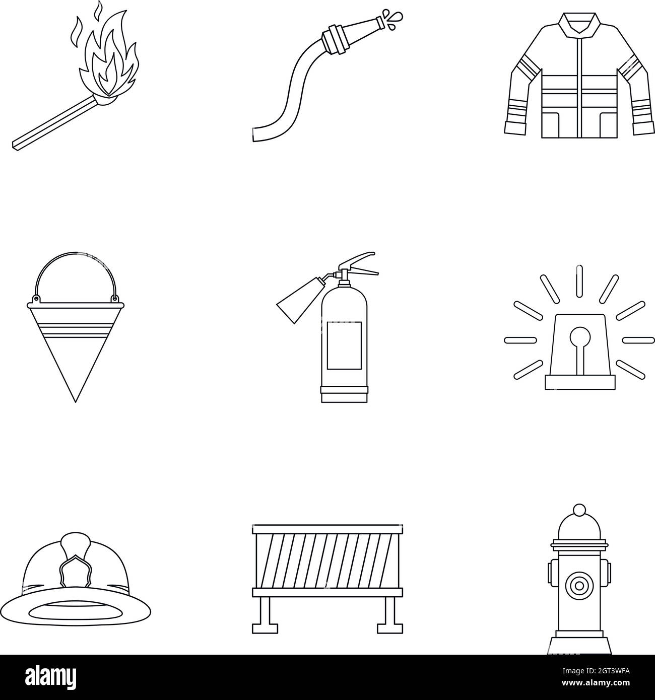 Fire icons set, outline style Stock Vector Image & Art - Alamy
