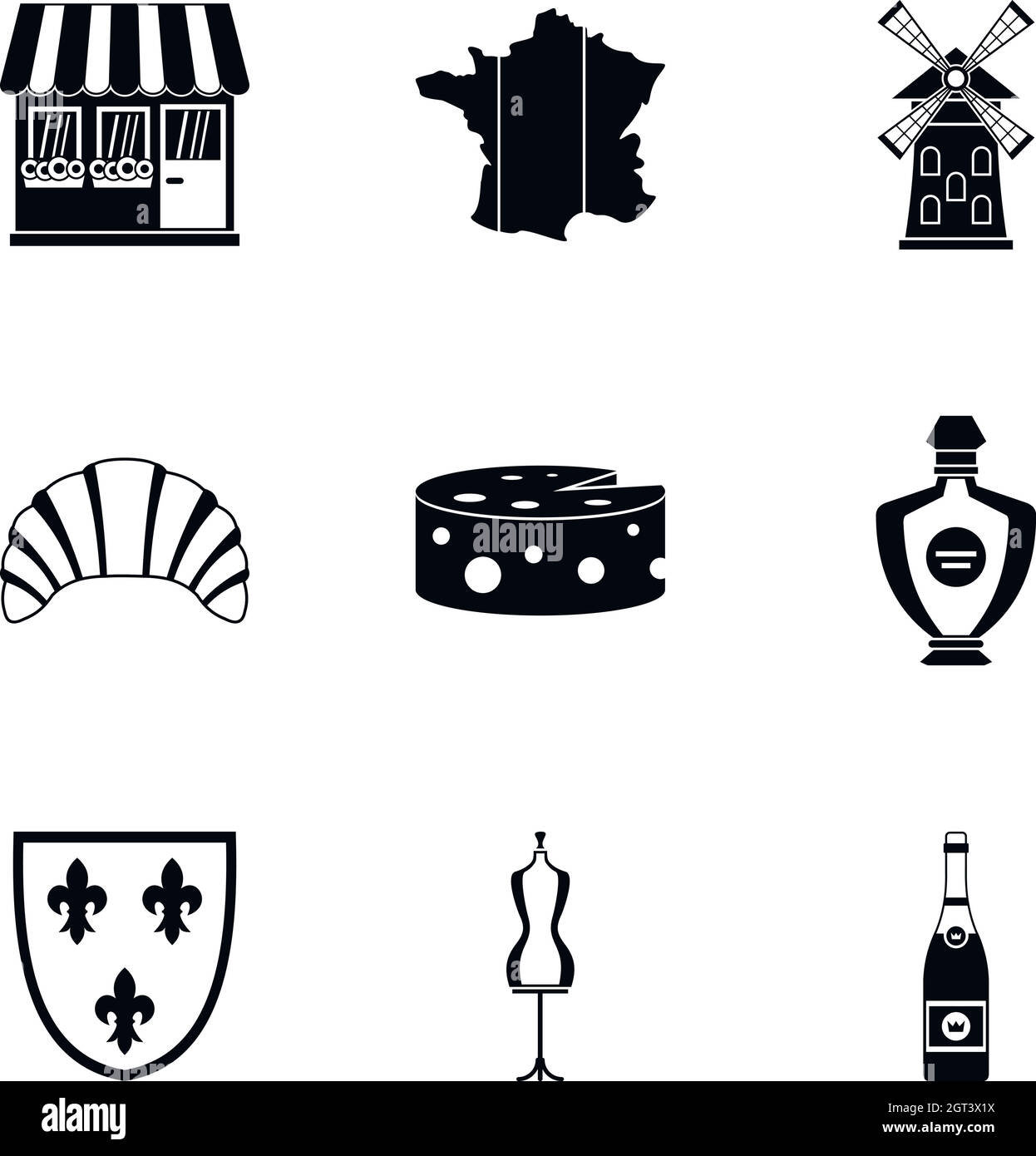 Map france icon set hi-res stock photography and images - Alamy