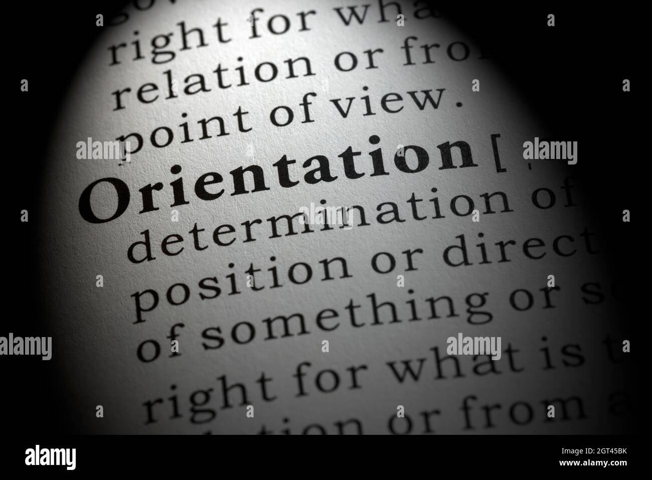 Fake Dictionary word, Dictionary definition of orientation Stock Photo ...