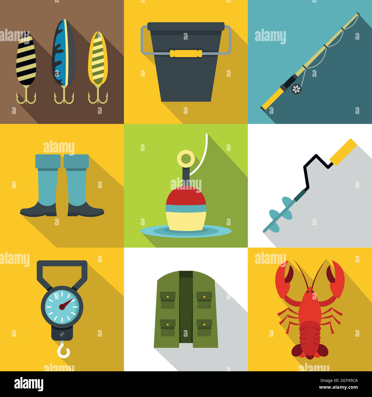 Catch fish icons set, flat style Stock Vector Image & Art - Alamy