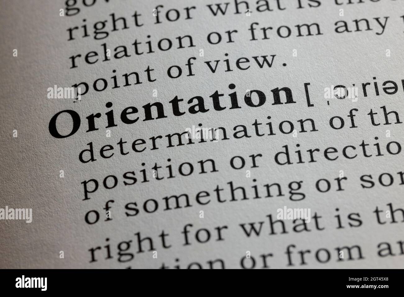 Fake Dictionary word, Dictionary definition of orientation Stock Photo - Alamy