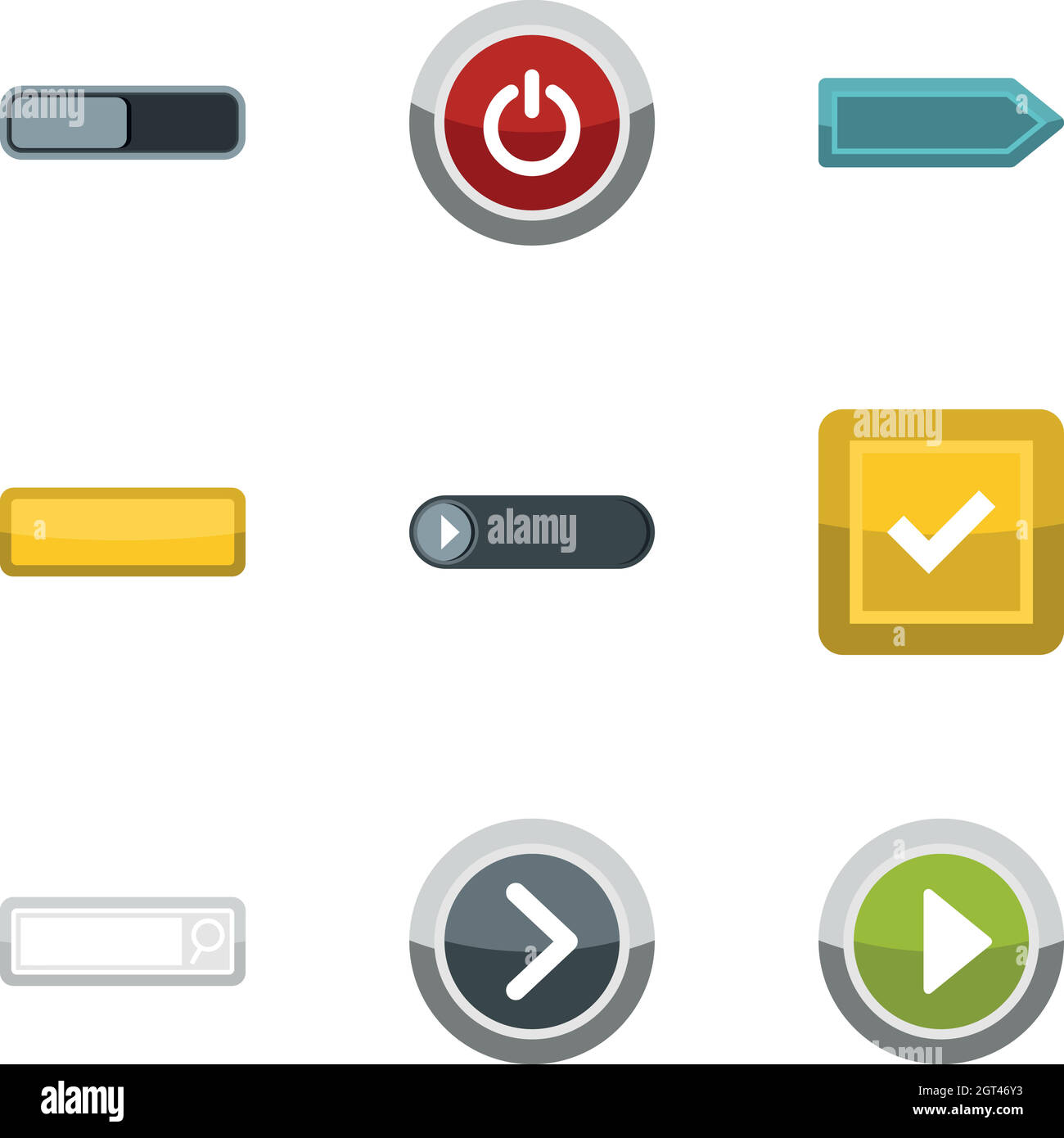 Different buttons icons set, flat style Stock Vector Image & Art - Alamy